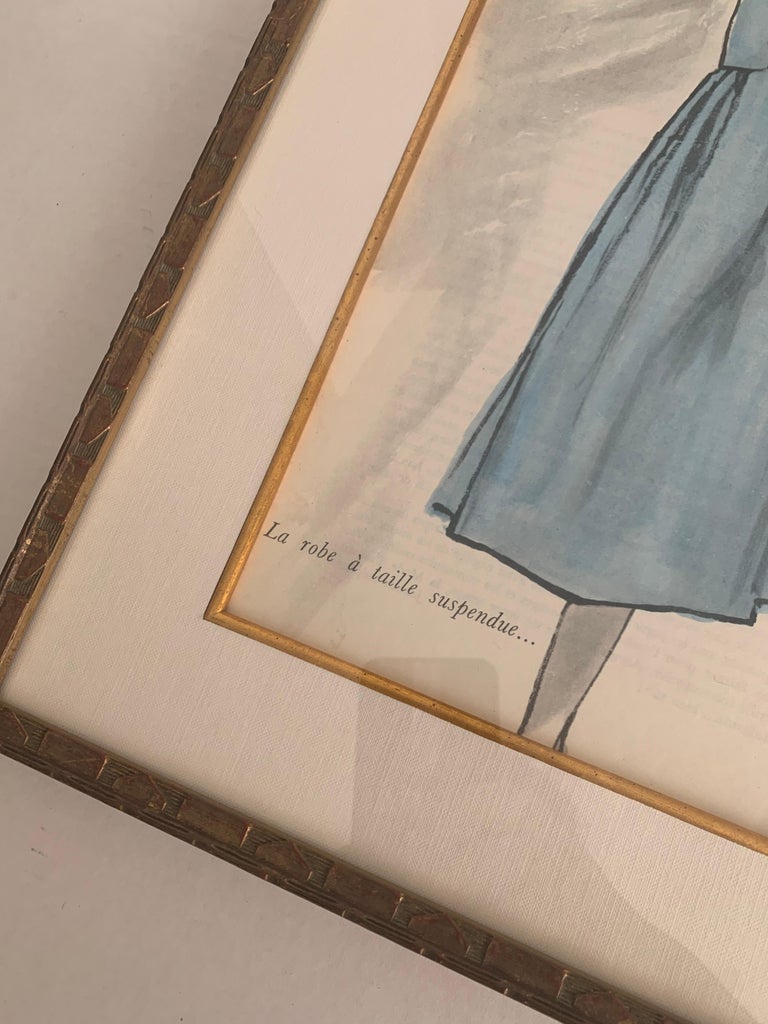 Givenchy 1958 Fashion Illustration by Pierre Mourgue Framed For Sale at ...