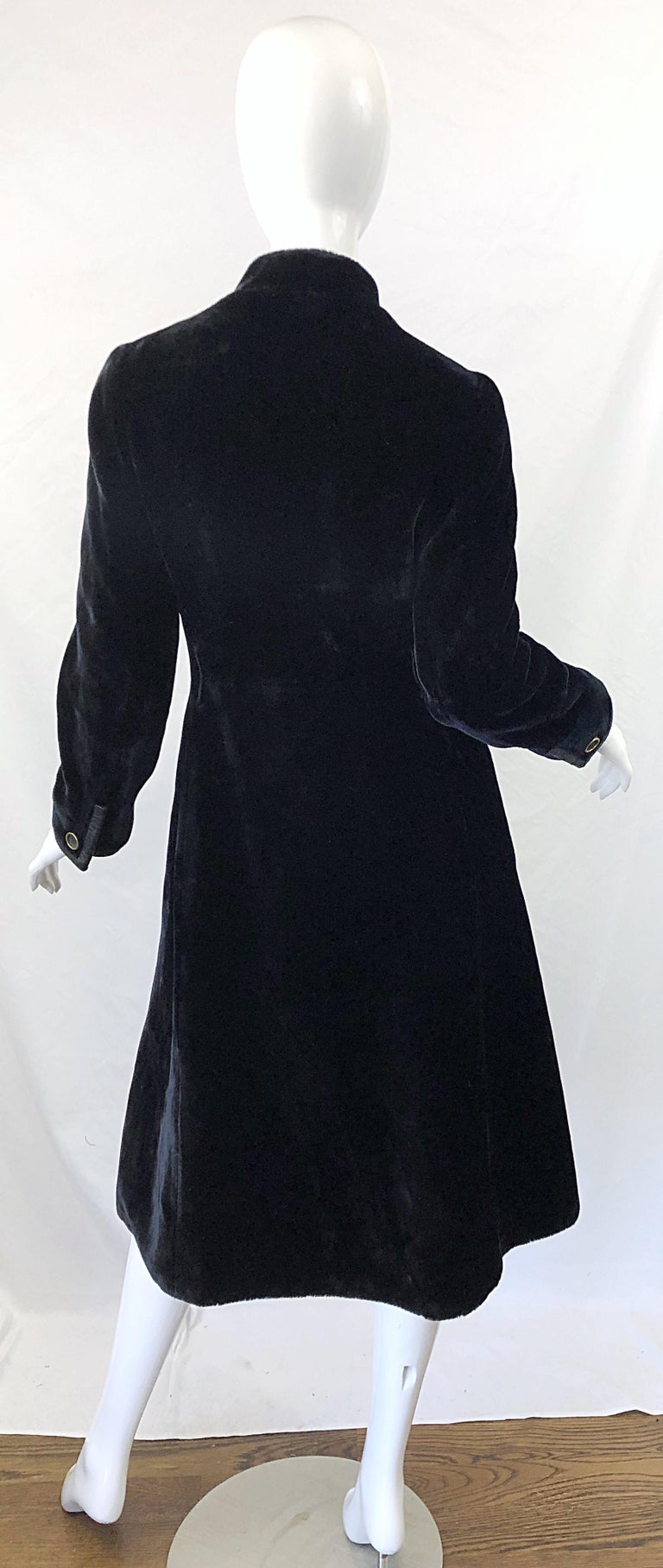 Givenchy 1960s Faux Fur Black Double Breasted Vintage 60s Swing Jacket ...