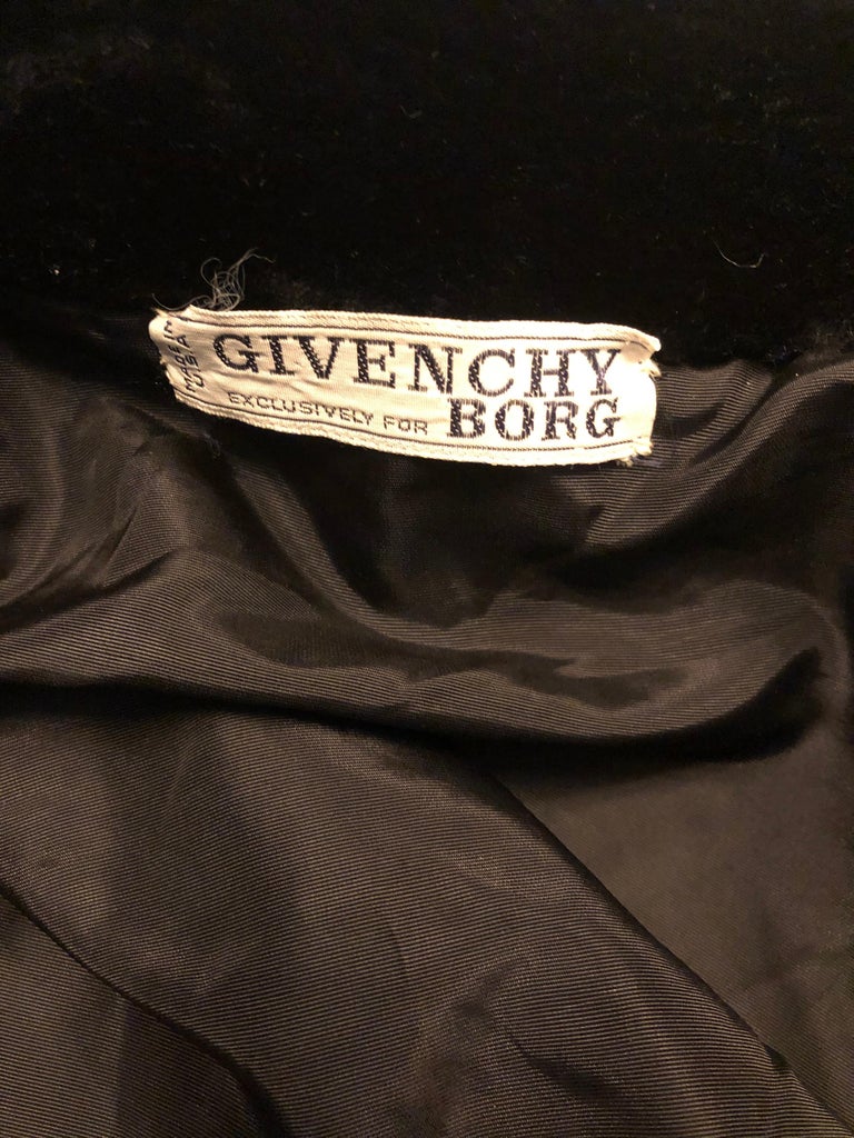 Givenchy 1960s Faux Fur Black Double Breasted Vintage 60s Swing Jacket ...