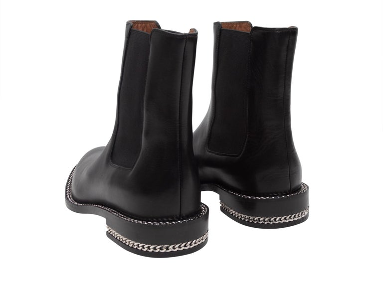 Givenchy Black Chain-Accented Leather Chelsea Boots For Sale at 1stDibs