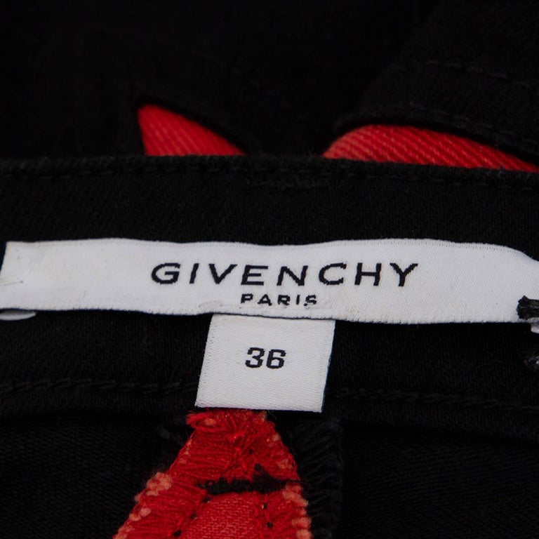GIVENCHY black cotton DENIM RED STAR SKINNY Jeans Pants 36 XS For Sale ...