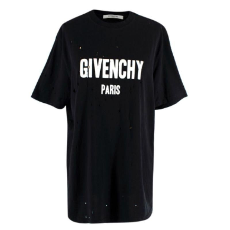 Givenchy Black Distressed Logo T-shirt For Sale at 1stDibs
