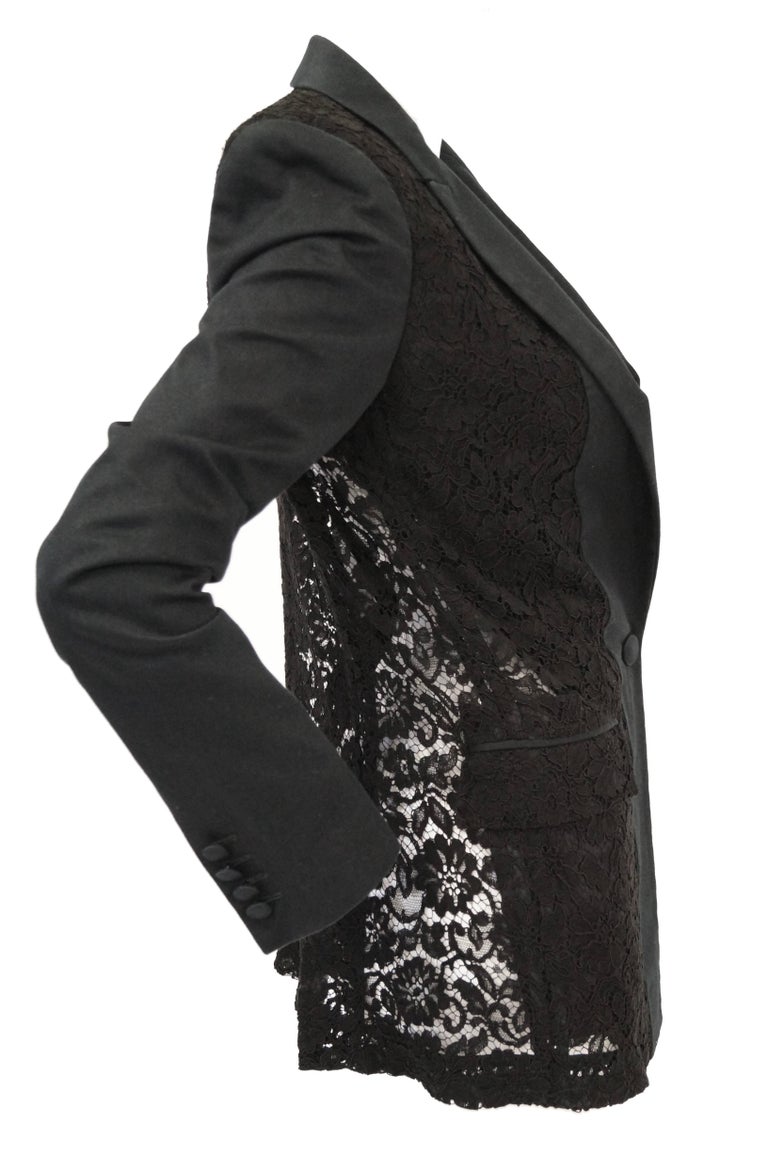 Givenchy Black Floral Lace Back Panel Blazer For Sale at 1stDibs | lace ...