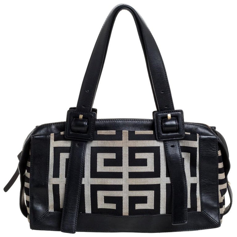 Givenchy Black/Grey Monogram Canvas and Leather Satchel at 1stDibs