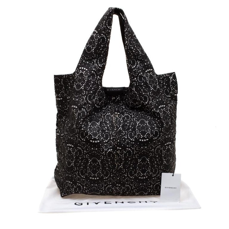 Givenchy Black Lace Apron Leather George V Tote For Sale at 1stDibs