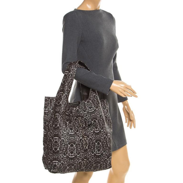 Givenchy Black Lace Apron Leather George V Tote For Sale at 1stDibs
