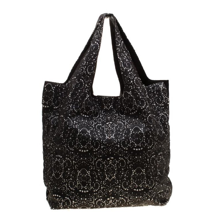 Givenchy Black Lace Apron Leather George V Tote For Sale at 1stDibs