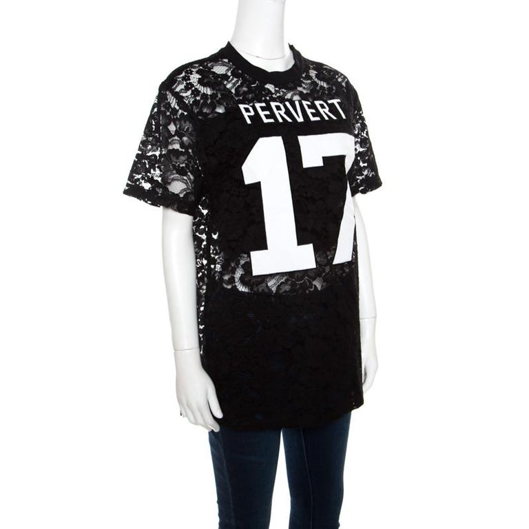 Givenchy Black Lace Pervert 17 Applique Detail Crew Neck T-Shirt M For Sale at 1stDibs | pervert ...