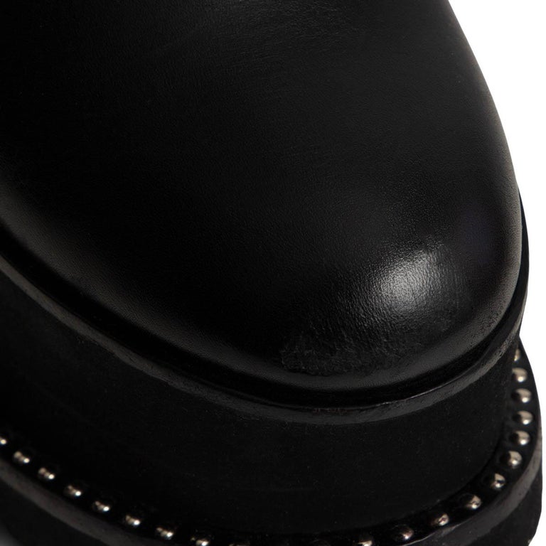 GIVENCHY black leather 2016 STUDDED PLATFORM WEDGE Ankle Boots Shoes 36 ...