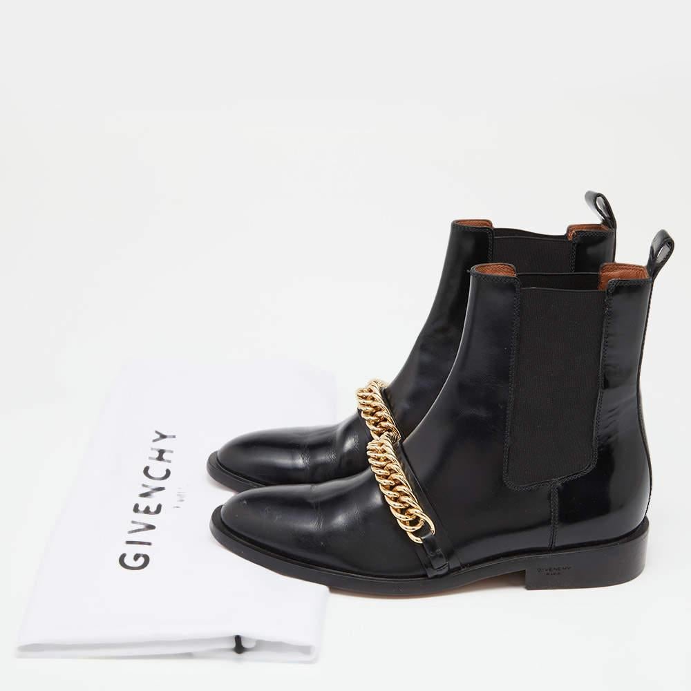 Givenchy Black Leather Chain Detail Chelsea Boots Size 38 For Sale at ...