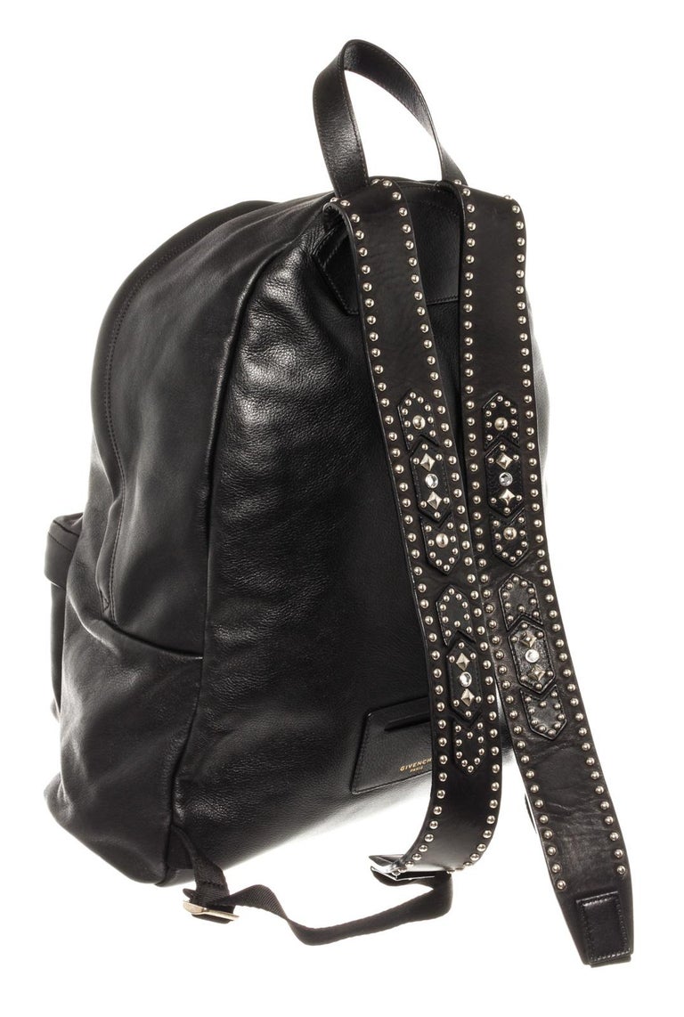 Givenchy Black Leather Logo Studs Backpack For Sale at 1stDibs