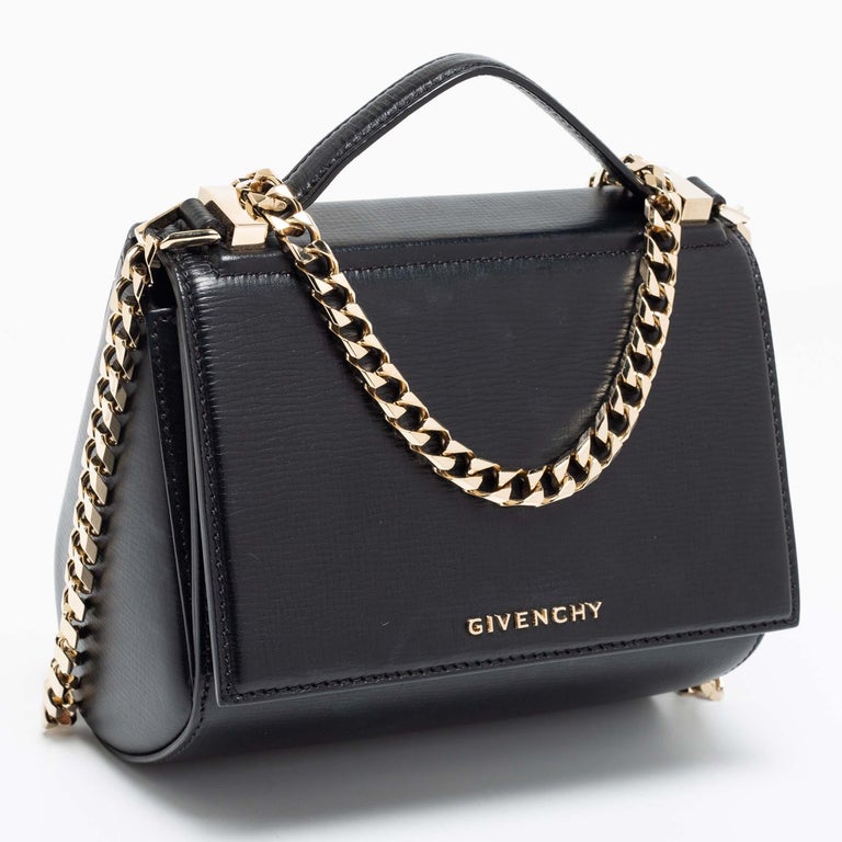 Givenchy Black Leather Mini Pandora Box Crossbody Bag For Sale at 1stDibs