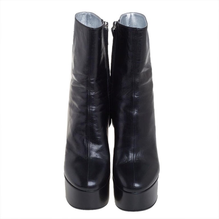 Givenchy Black Leather Platform Ankle Boots Size 36.5 at 1stDibs