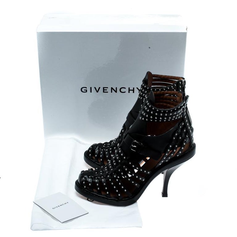 Givenchy Black Leather Studded Gladiator Sandals Size 37.5 For Sale at 1stDibs | givenchy ...