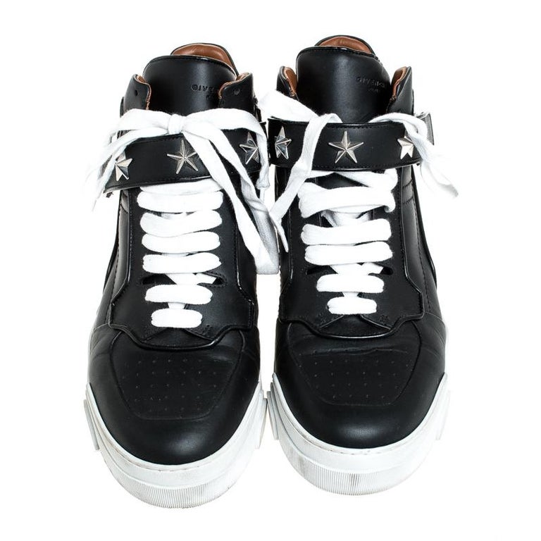 Givenchy Black Leather Tyson Star Studded High Top Sneakers Size 45 at ...