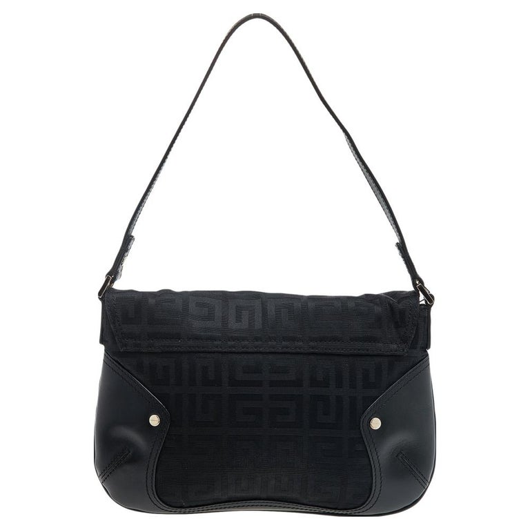 Givenchy Black Monogram Canvas And Leather Flap Shoulder Bag For Sale ...