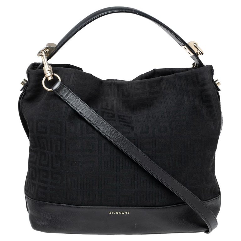 Givenchy Black Monogram Canvas and Leather Hobo For Sale at 1stDibs