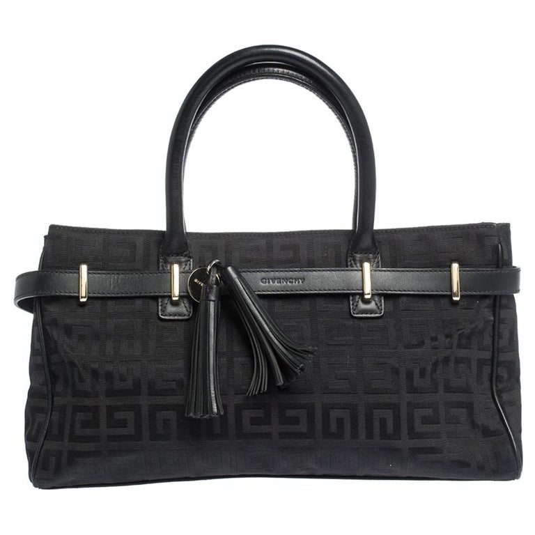 Givenchy Black Monogram Canvas and Leather Tassel Tote at 1stDibs