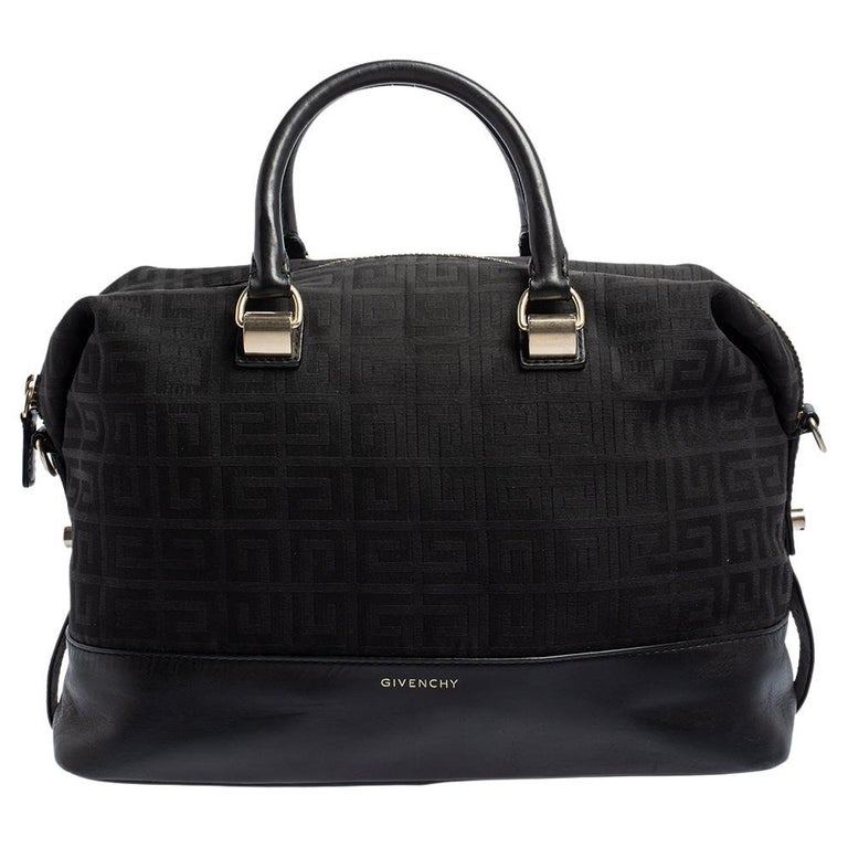 Givenchy Black Monogram Canvas and Leather Zip Satchel For Sale at 1stDibs