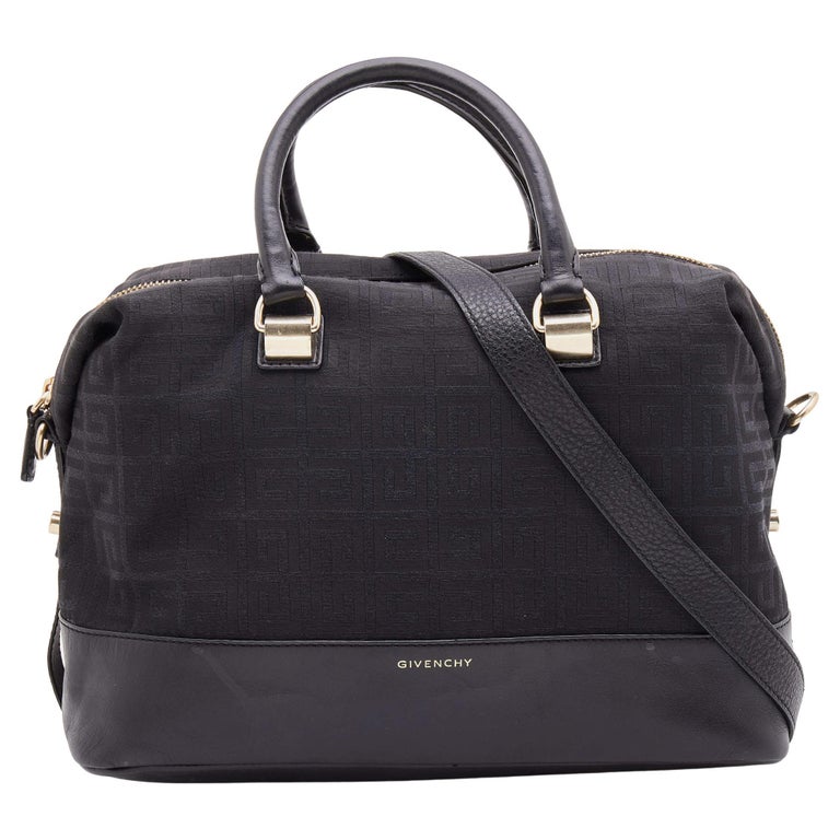 Givenchy Black Monogram Canvas and Leather Zip Satchel For Sale at 1stDibs