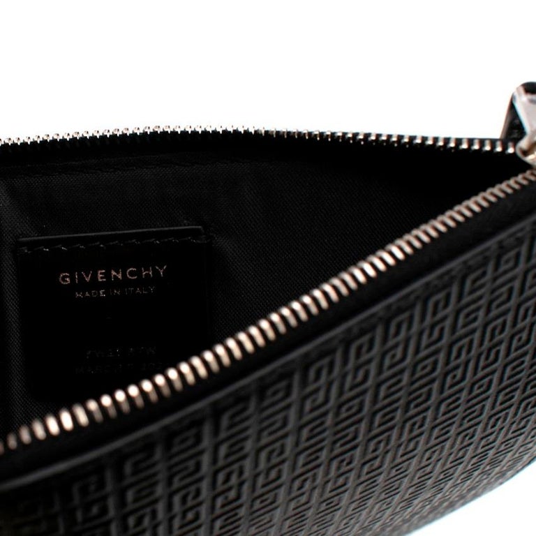 Givenchy Black Monogram Embossed Leather Mini Pouch For Sale at 1stDibs