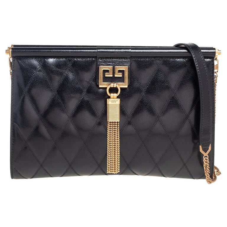 Givenchy Black Quilted Leather Medium Gem Shoulder Bag at 1stDibs