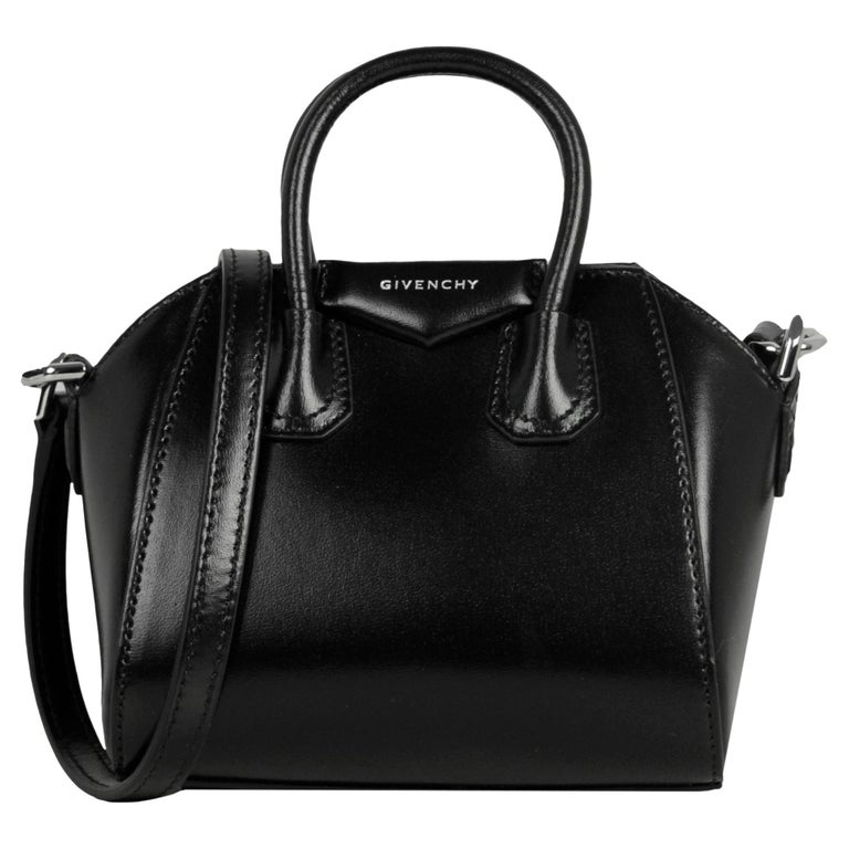 Givenchy Black Shiny Lord Calfskin Leather Micro Antigona Bag For Sale ...