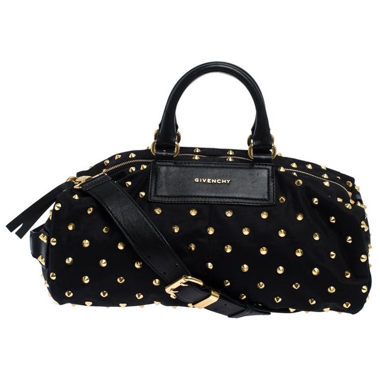 Givenchy Black Studded Nylon Satchel Bag at 1stDibs