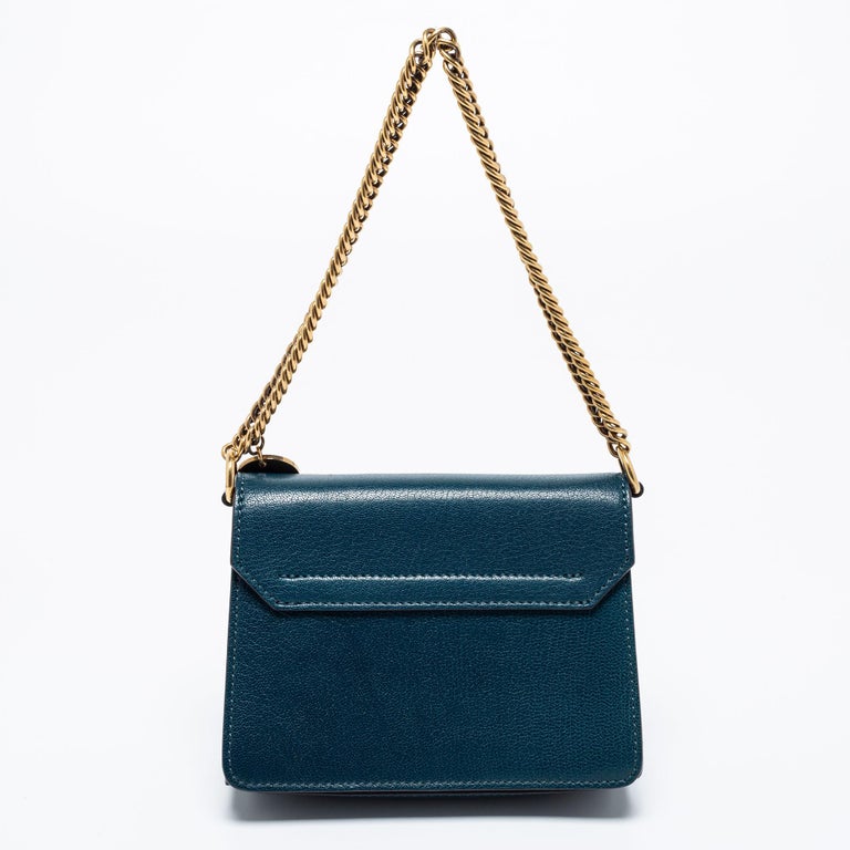 Givenchy Blue/Black Leather And Suede Mini GV3 Shoulder Bag For Sale at ...