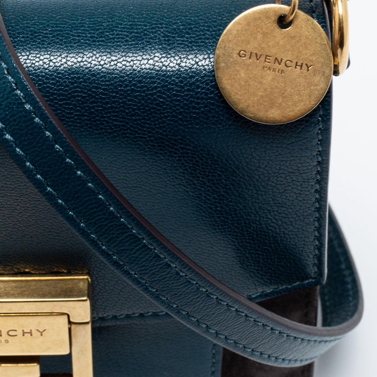 Givenchy Blue/Black Leather And Suede Mini GV3 Shoulder Bag For Sale at ...