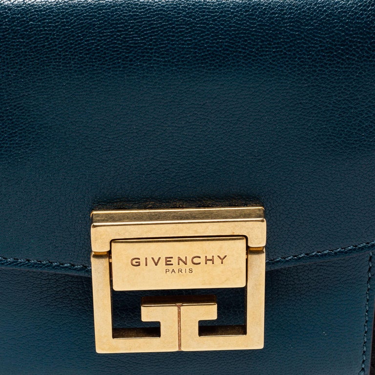 Givenchy Blue/Black Leather And Suede Mini GV3 Shoulder Bag For Sale at ...