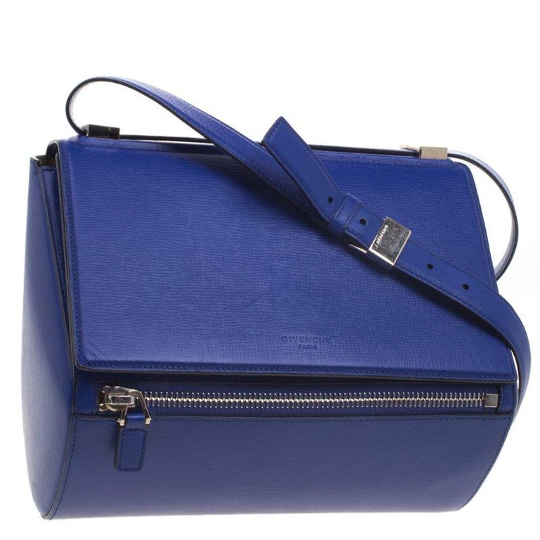 Givenchy Blue Leather Medium Pandora Box Bag For Sale at 1stDibs