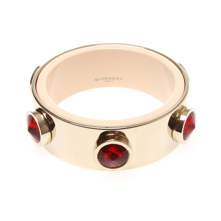 Givenchy Brass and Red Stone Accent Bangle For Sale at 1stDibs