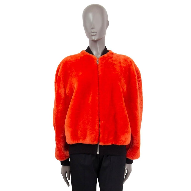 GIVENCHY bright orange SHEARLING Bomber Jacket 38 S For Sale at 1stDibs