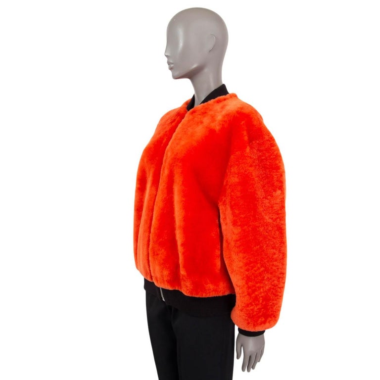 GIVENCHY bright orange SHEARLING Bomber Jacket 38 S For Sale at 1stDibs