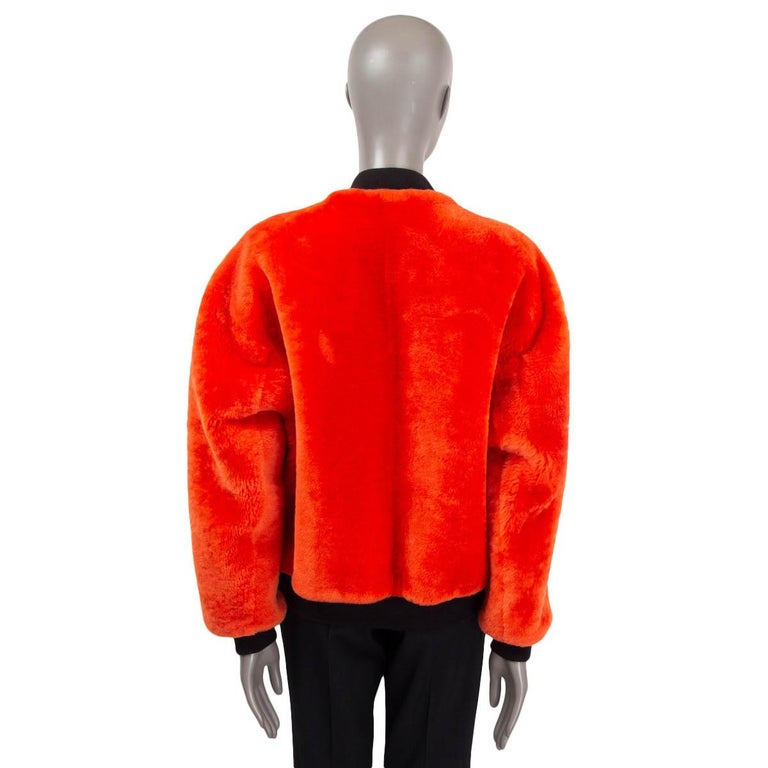 GIVENCHY bright orange SHEARLING Bomber Jacket 38 S For Sale at 1stDibs