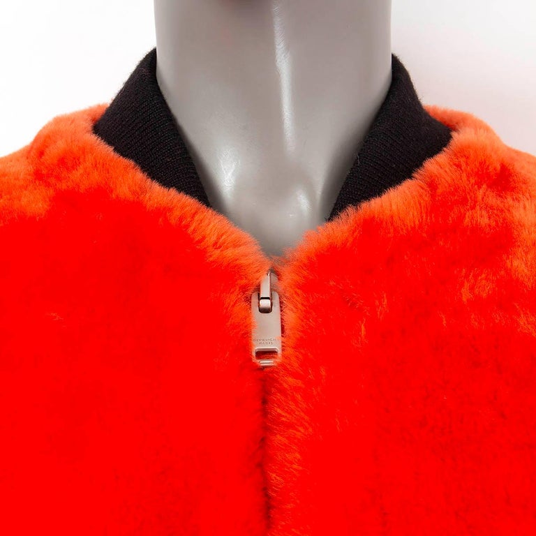 GIVENCHY bright orange SHEARLING Bomber Jacket 38 S For Sale at 1stDibs