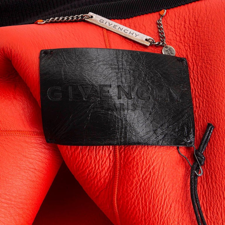 GIVENCHY bright orange SHEARLING Bomber Jacket 38 S For Sale at 1stDibs