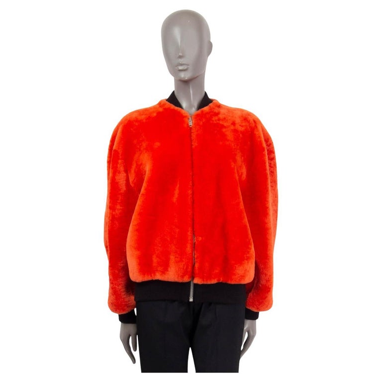 GIVENCHY bright orange SHEARLING Bomber Jacket 38 S For Sale at 1stDibs