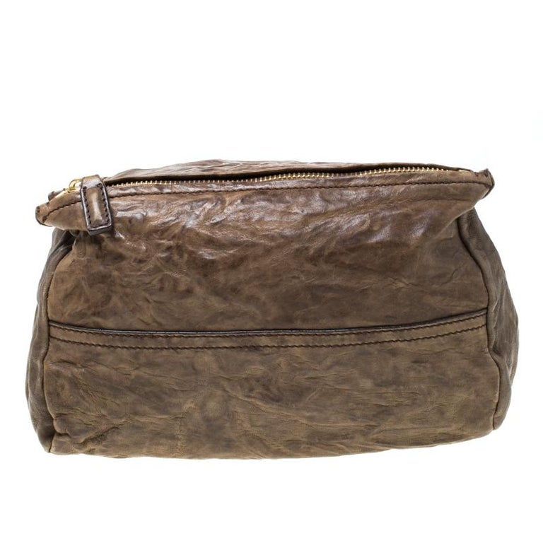 Givenchy Brown Crinkled Leather Medium Pandora Shoulder Bag For Sale at ...