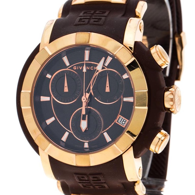 Givenchy Brown Rose Gold Stainless Steel GV-5213J Men's Wristwatch 48MM ...