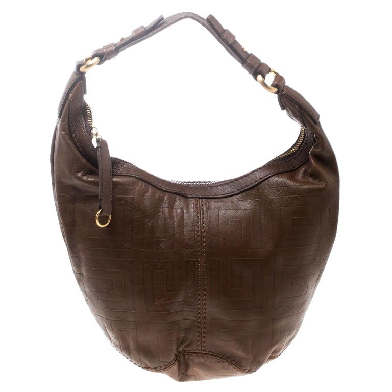 Givenchy Brown Signature Embossed Leather Hobo at 1stDibs | givenchy ...