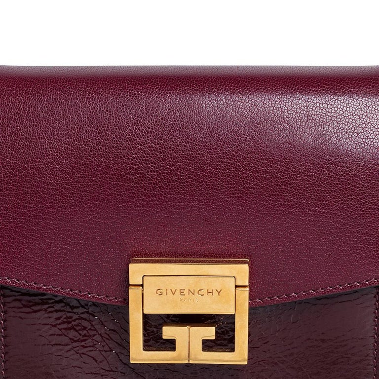 Givenchy Burgundy/Grey Leather and Suede GV3 Shoulder Bag at 1stDibs