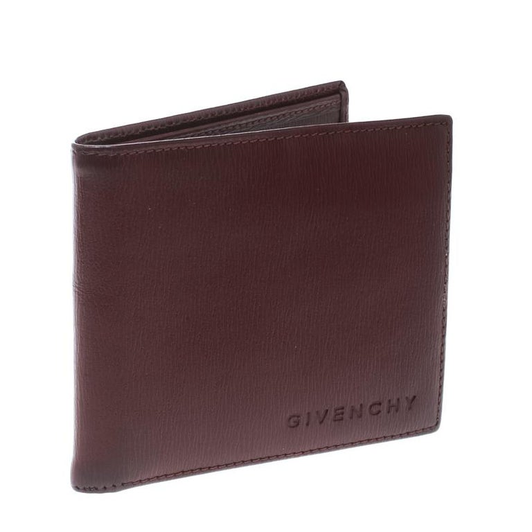 Givenchy Burgundy Leather Bi Fold Wallet For Sale at 1stDibs