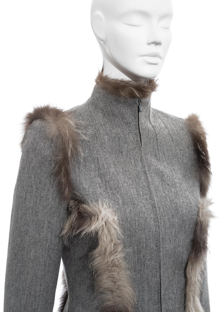 Givenchy by Alexander McQueen grey cashmere wool and fox fur jacket, fw ...