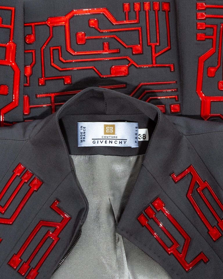 Givenchy by Alexander McQueen grey wool circuit board skirt suit, fw ...