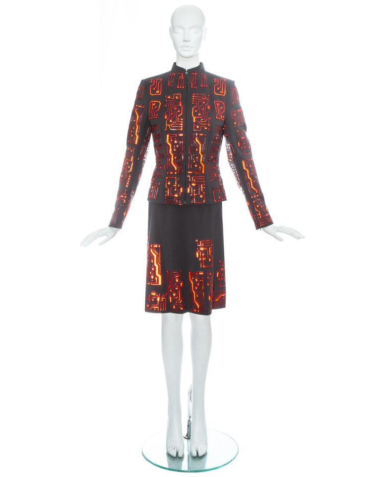 Givenchy by Alexander McQueen grey wool circuit board skirt suit, fw ...