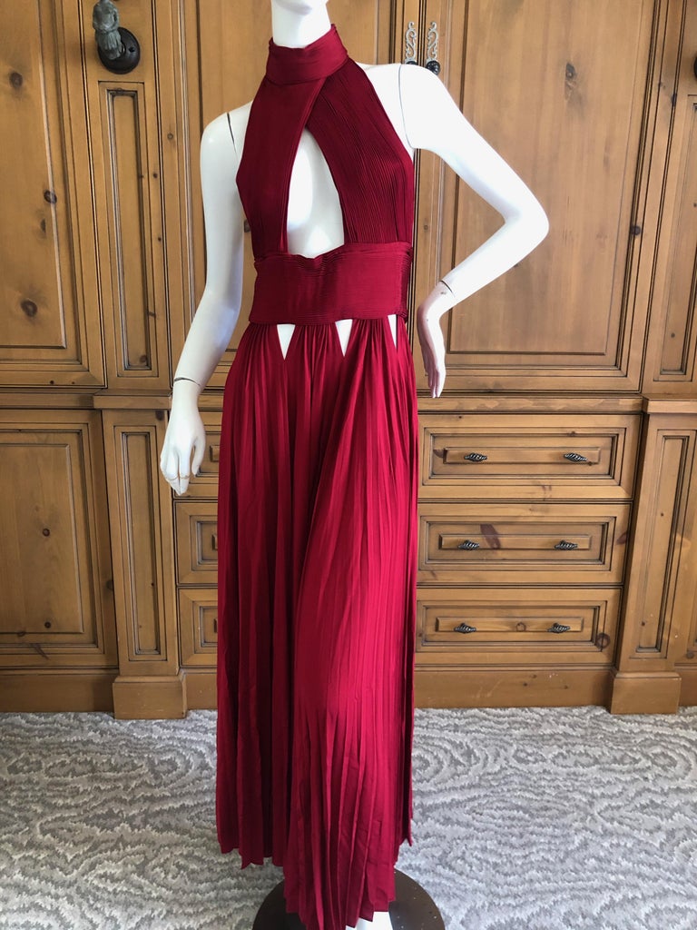 Givenchy by Riccardo Tisci Micro Pleated Red Dress with Sexy Sheer Cut ...