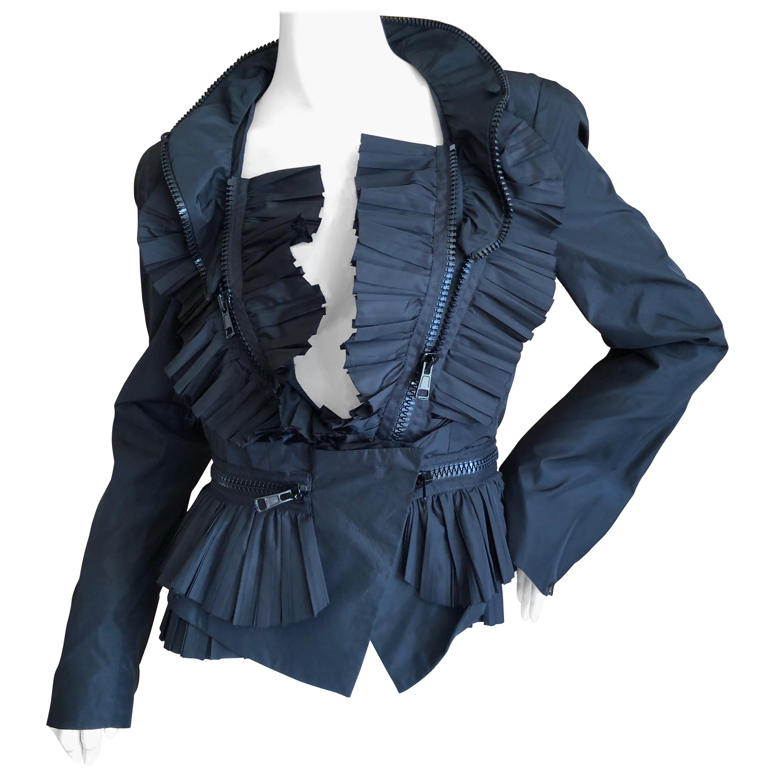 Givenchy by Riccardo Tisci Pleated Black Ruffled Jacket with Zipper ...