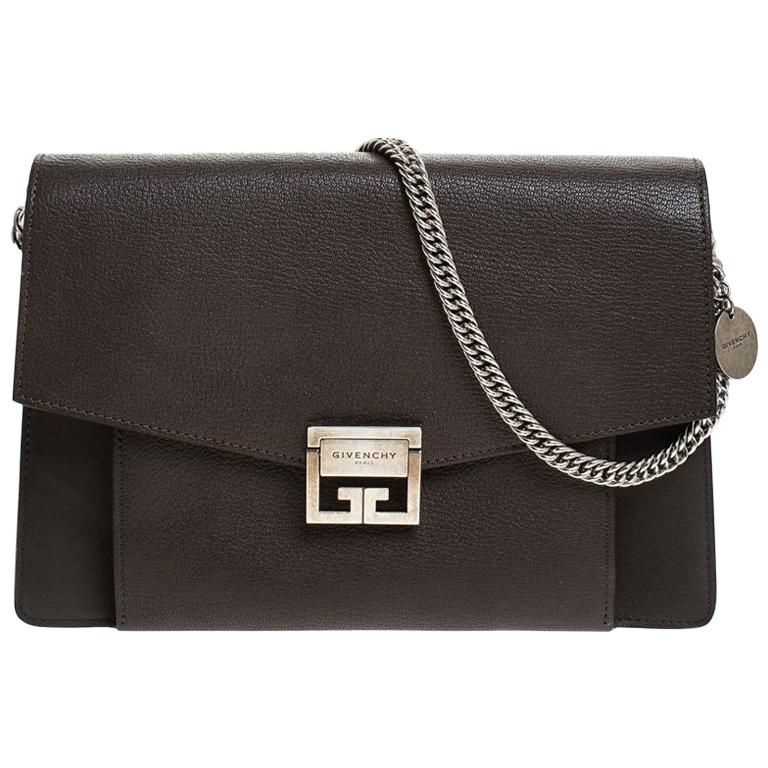 Givenchy Dark Brown Nubuck and Leather Half Moon Hobo For Sale at 1stdibs